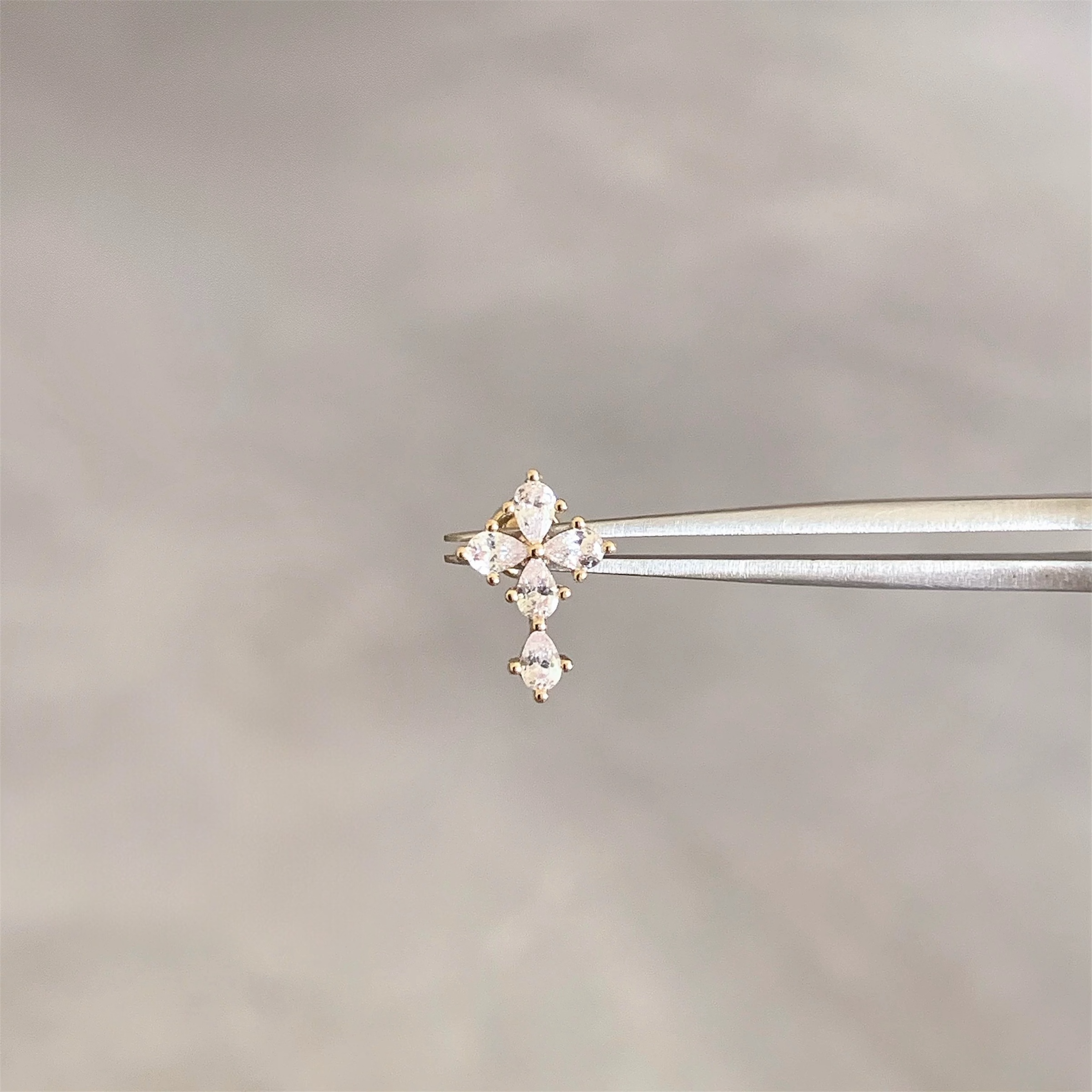 Gold Dainty Cross Helix Earring – Rera